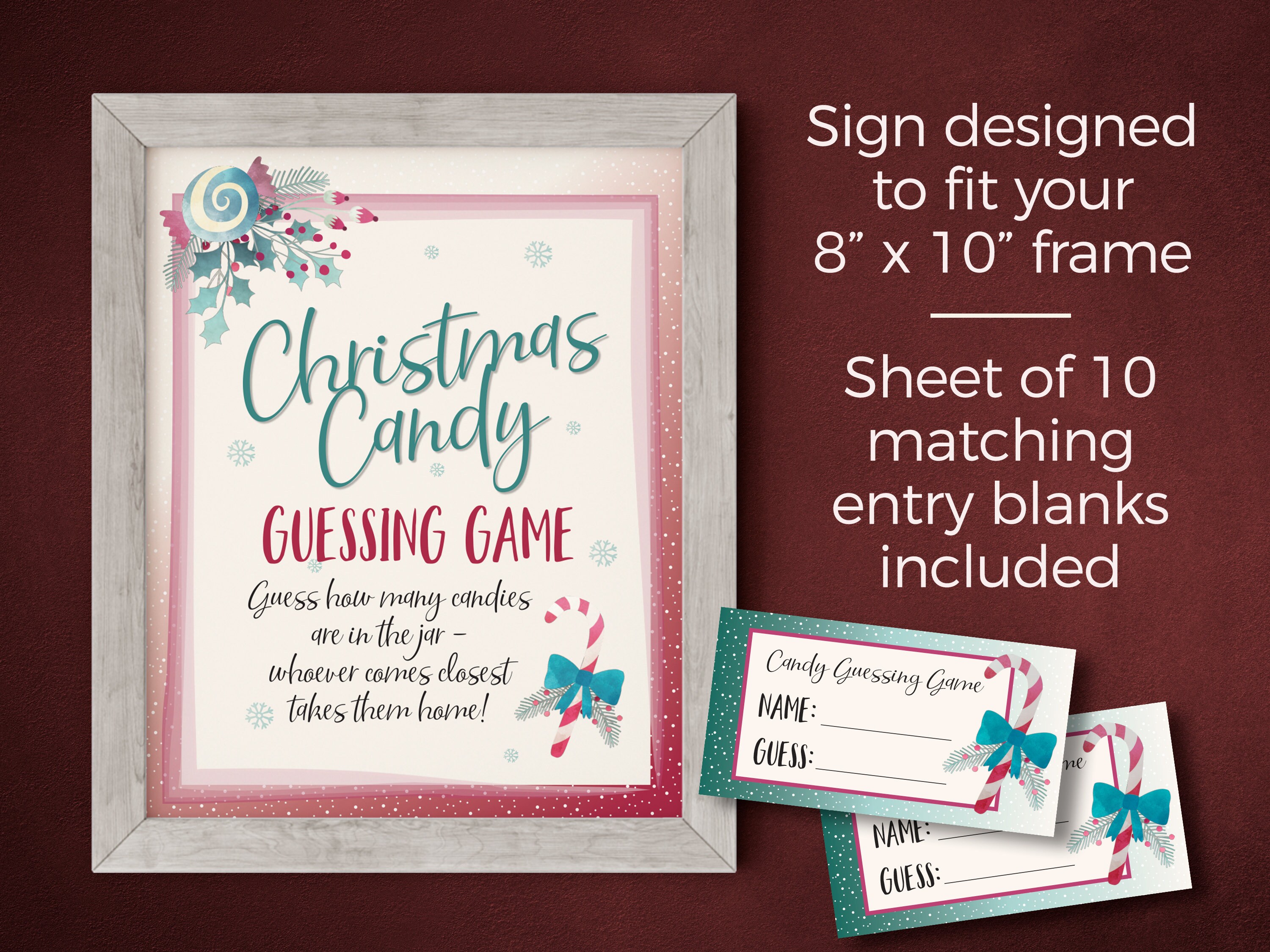 Candy Guessing Game W/entry Blanks • Christmas Holiday Party Candy ...