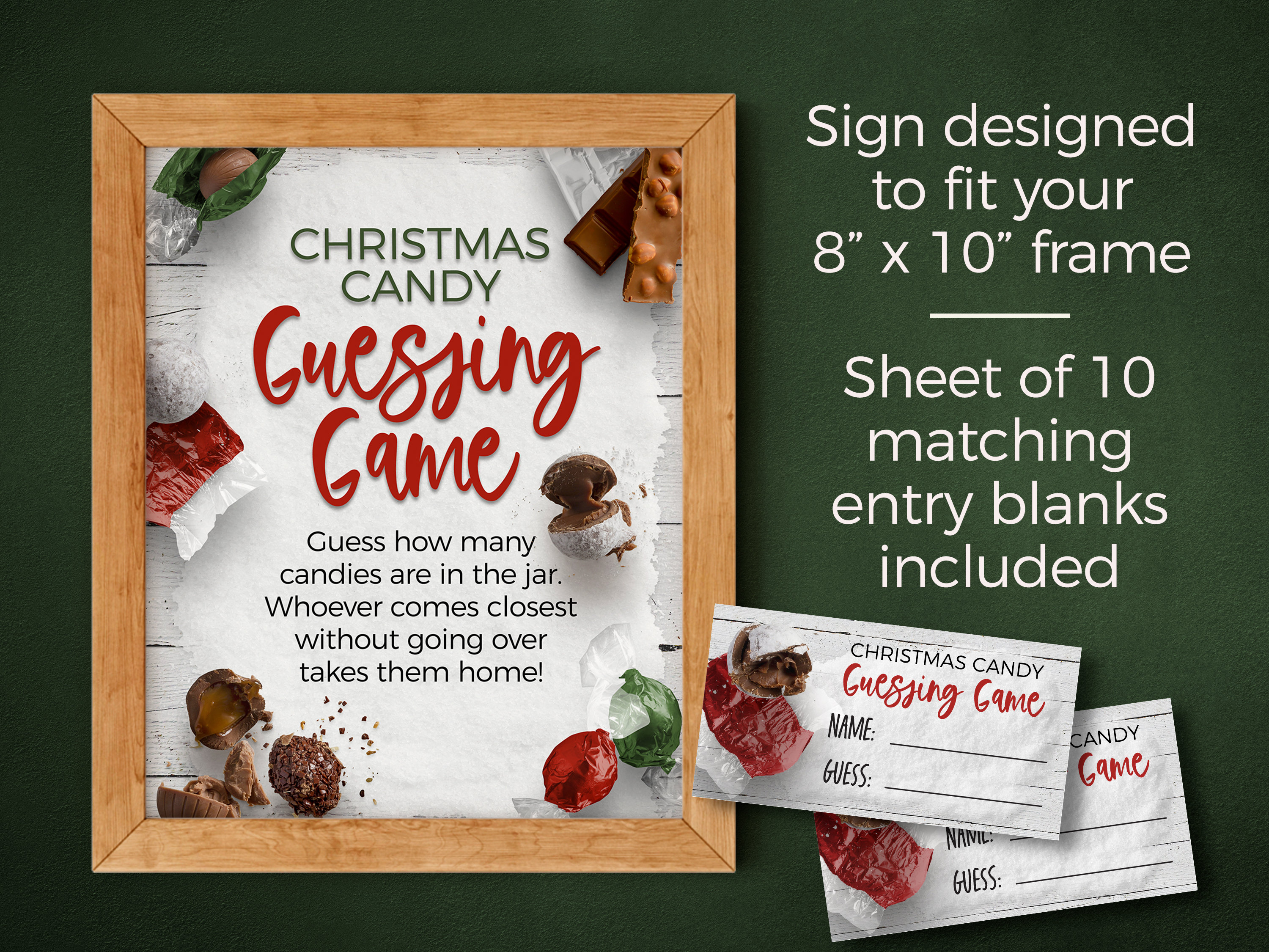 Candy Guessing Game With Entry Blanks • Christmas Party Door Prize ...