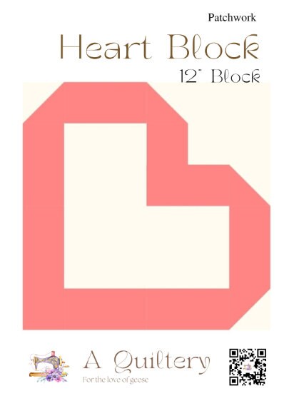 12" Patchwork Heart Quilt Block Pattern - Etsy