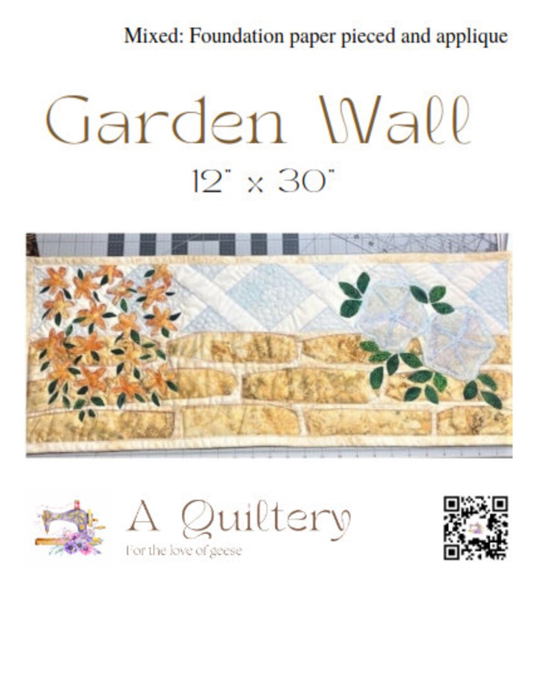 Garden Wall Paper Pieced and Applique Quilt Block 12" X 30" - Etsy
