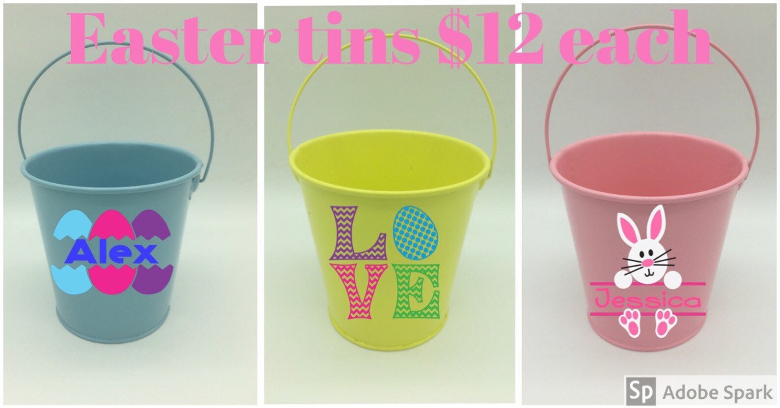 Personalised Metal Easter Tin Bucket Easter Basket Easter Egg Basket ...
