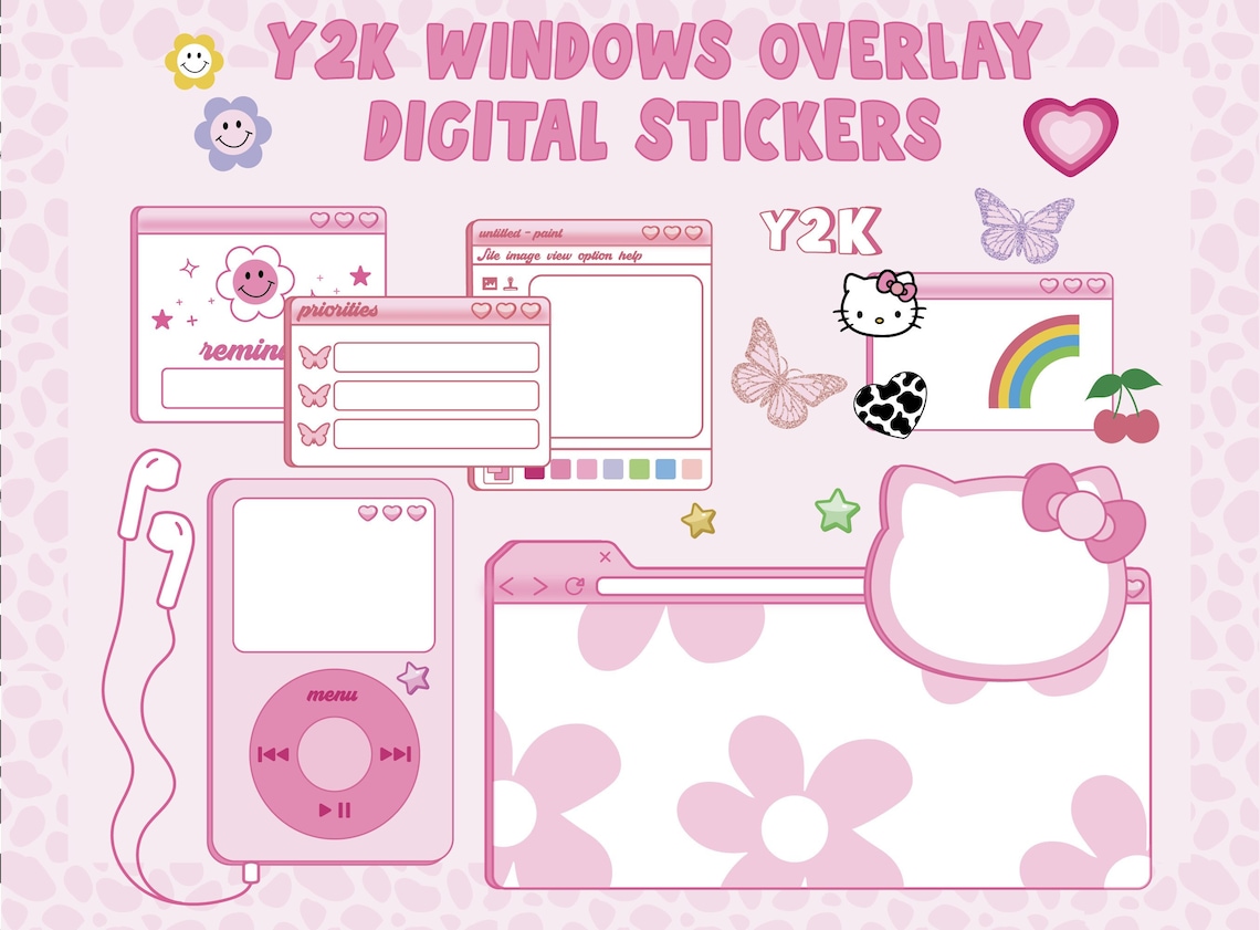 Y2K Windows Overlay Digital Stickers Functional Goodnotes - Etsy