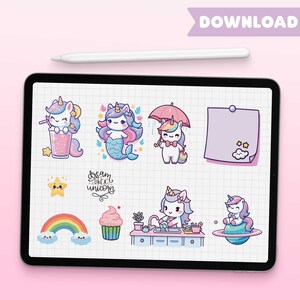 Unicorn Digital Stickers | Unicorn Goodnotes Stickers | Emoji Stickers ...