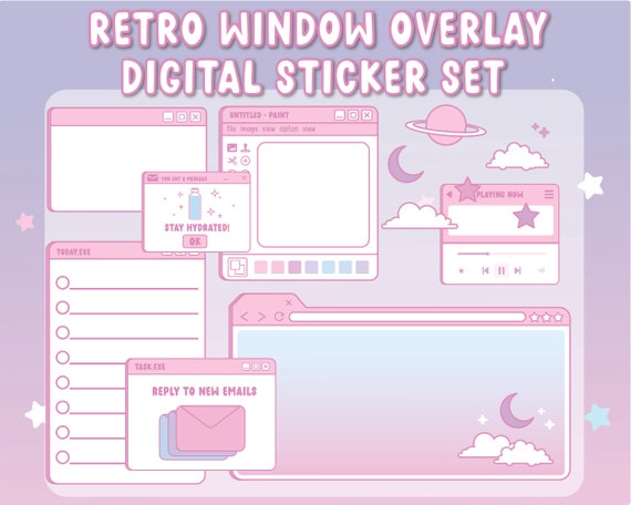 Retro Window Overlay Digital Stickers Aesthetic Goodnotes | Etsy