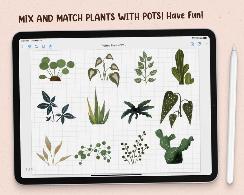 Potted Plants Goodnotes Stickers | House Plants Digital Stickers ...