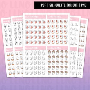 Cute Emoti Printable Planner Stickers Set | Character Stickers With ...