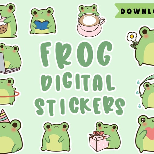 Frog Digital Stickers Froggie Goodnotes Stickers Work - Etsy