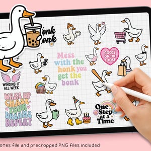 Silly Goose Digital Sticker Goodnotes PNG Clipart Goose Printable Die ...