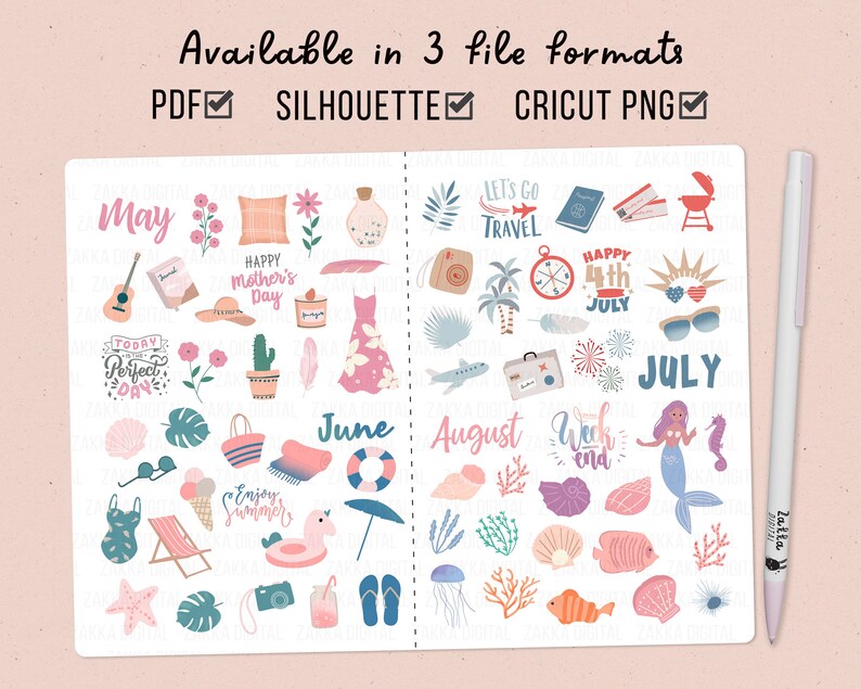 Yearly Holiday Printable Planner Stickers | Printable Journal Stickers ...