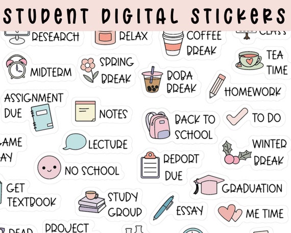 Student Goodnotes Stickers School Digital Stickers Study - Etsy