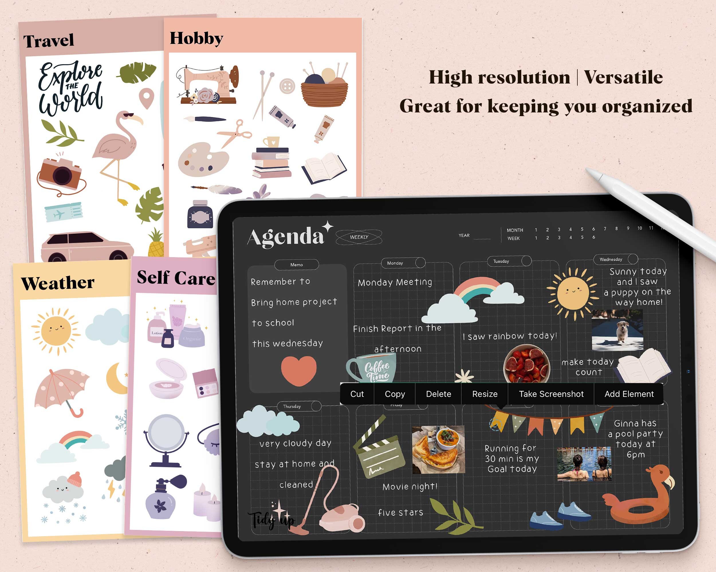 Daily Life Icon Digital Stickers Goodnotes Stickers Work - Etsy