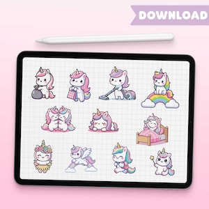 Unicorn Digital Stickers | Unicorn Goodnotes Stickers | Emoji Stickers ...