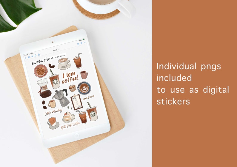 Coffee Stickers Printable Pdf | Aesthetic Digital Stickers Planner ...