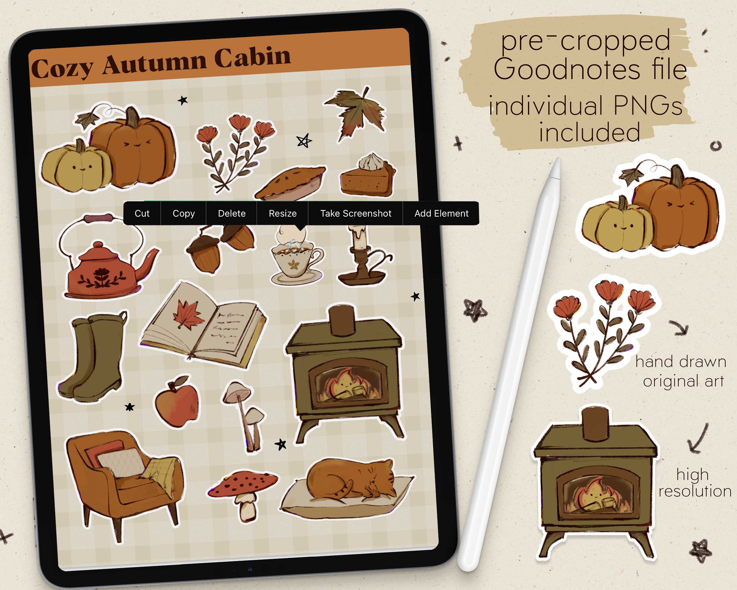 Fall Digital Stickers Autumn Printable Stickers Cute - Etsy