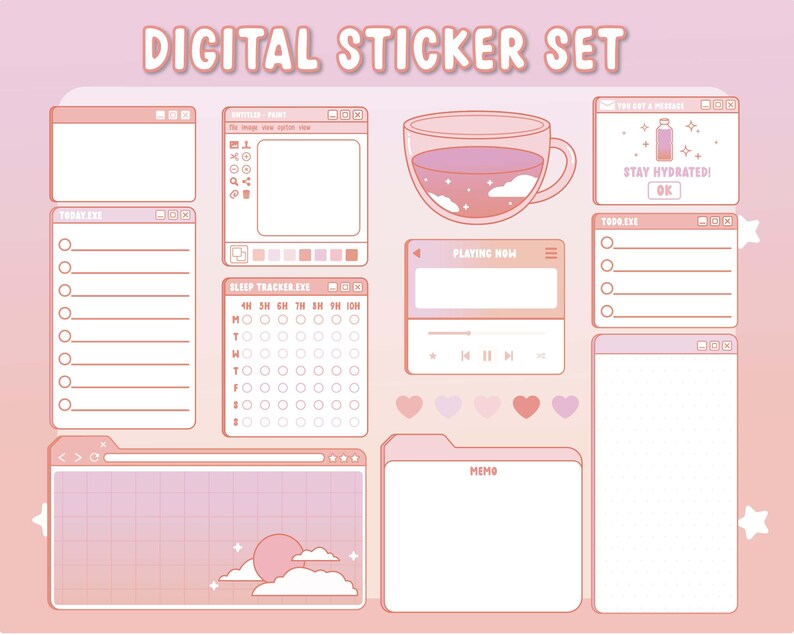 Sunset Dream Widget Digital Stickers Aesthetic Goodnotes - Etsy