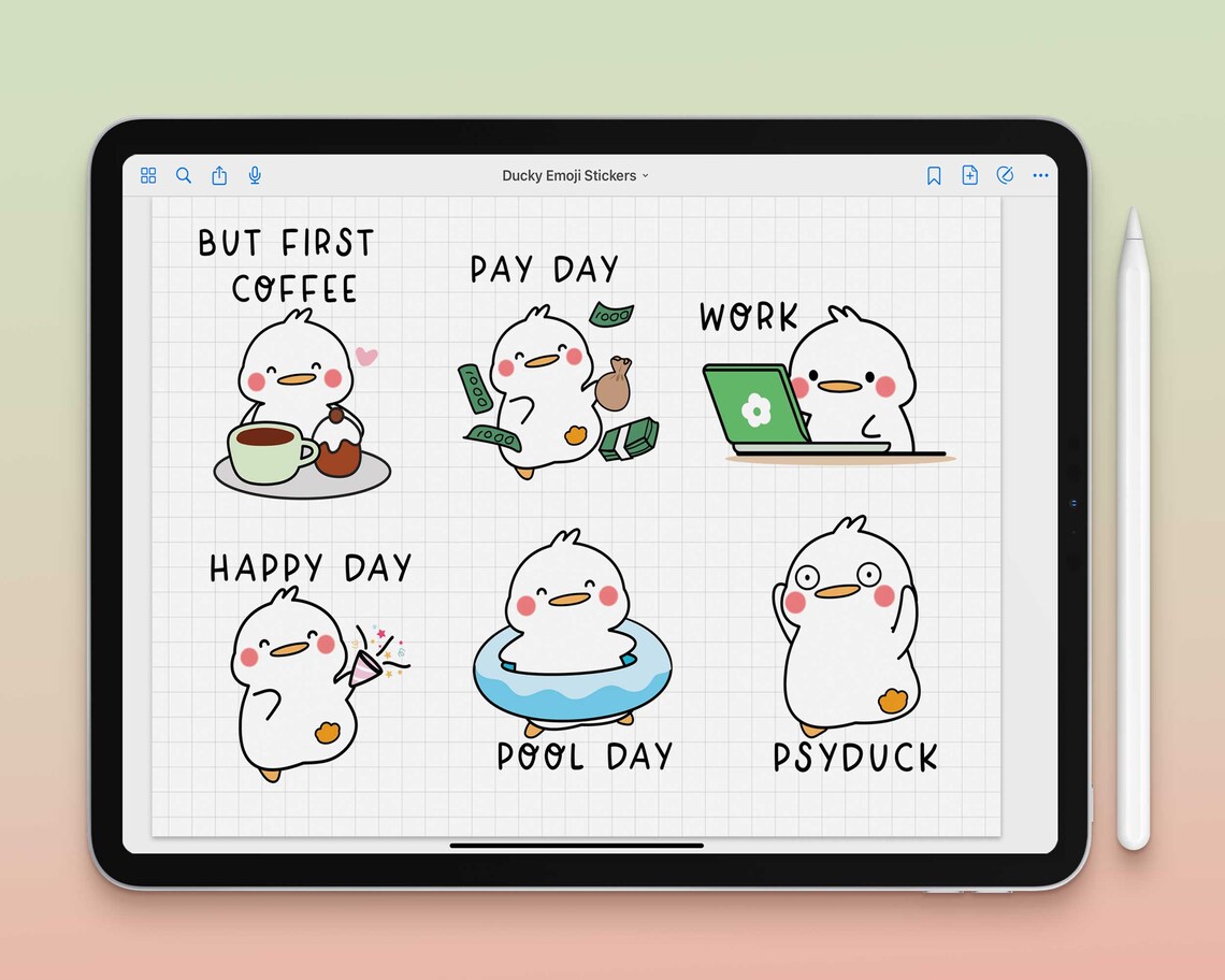 Duck Digital Stickers | Ducky Goodnotes Stickers | Work | House Chore ...