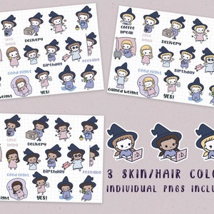 Cute Girl Digital Sticker Pack |purple Goodnotes Stickers | Charm ...