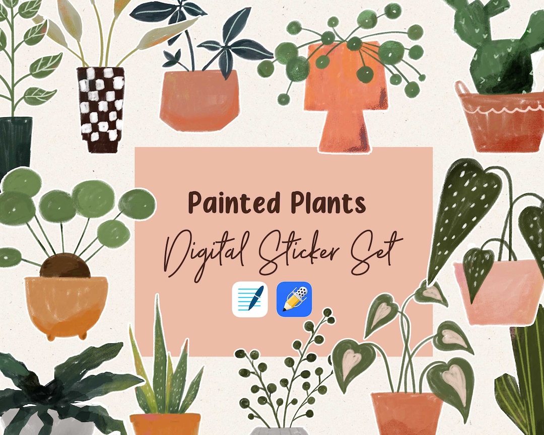 Potted Plants Goodnotes Stickers | House Plants Digital Stickers ...