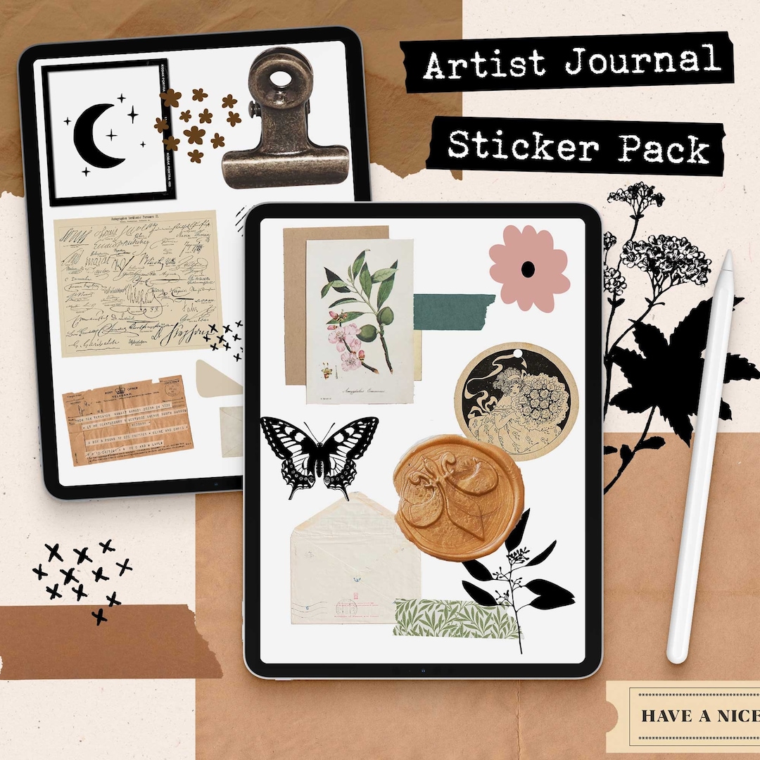 Artist Journal Sticker Goodnotes | Digital Stickers | Vintage | Junk ...