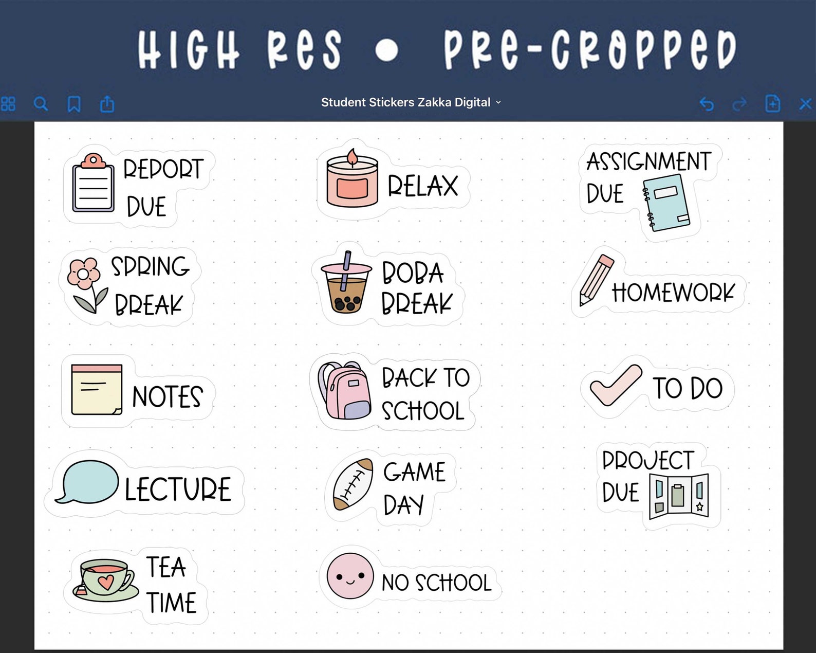 Student Goodnotes Stickers School Digital Stickers Study - Etsy