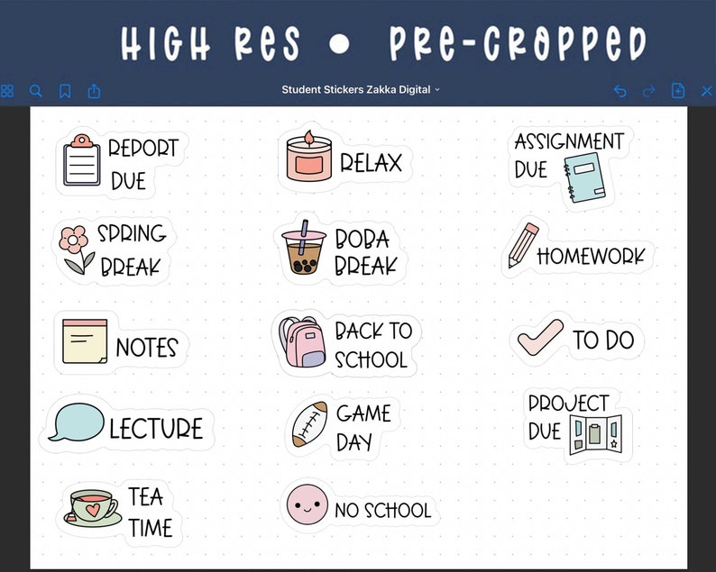 Student Goodnotes Stickers School Digital Stickers Study - Etsy