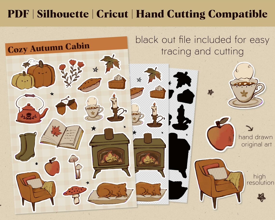 Fall Digital Stickers Autumn Printable Stickers Cute - Etsy