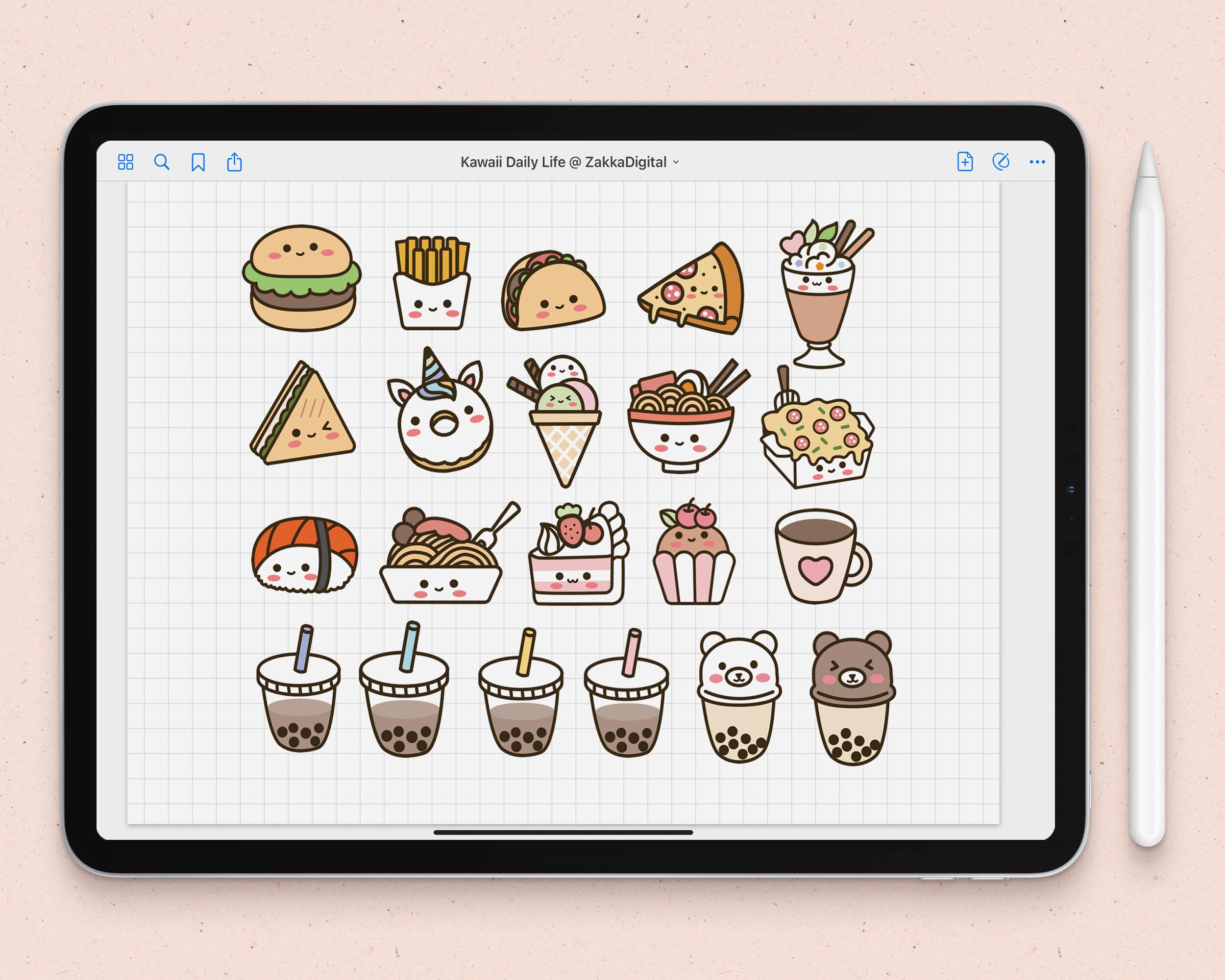 Cute Daily Icon Digital Stickers | Goodnotes Stickers | School | Work ...