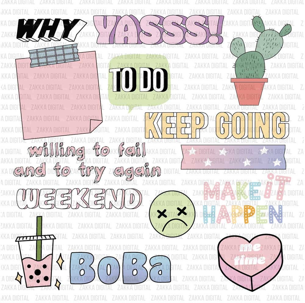 Aesthetic Digital Stickers | Retro Stickers for Goodnotes | Sticky ...