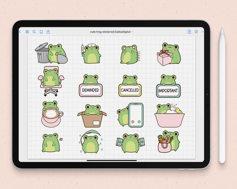 Frog Digital Stickers | Froggie Goodnotes Stickers | Work | House Chore ...