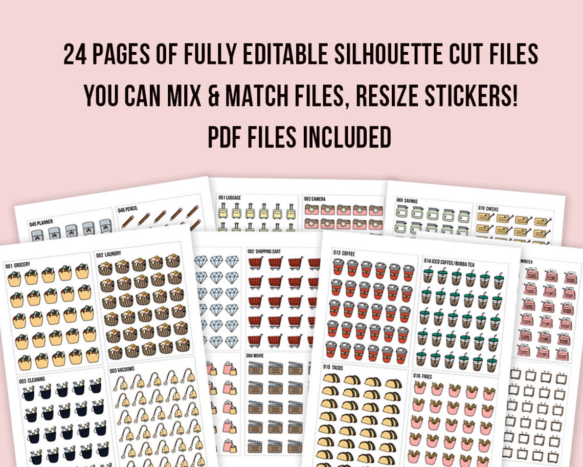 100 Printable Planner Stickers Digital Planner Stickers - Etsy