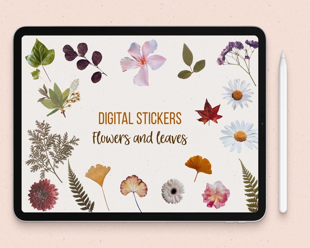 Flower Digital Stickers | Floral Goodnotes Stickers | Leaf Notability ...