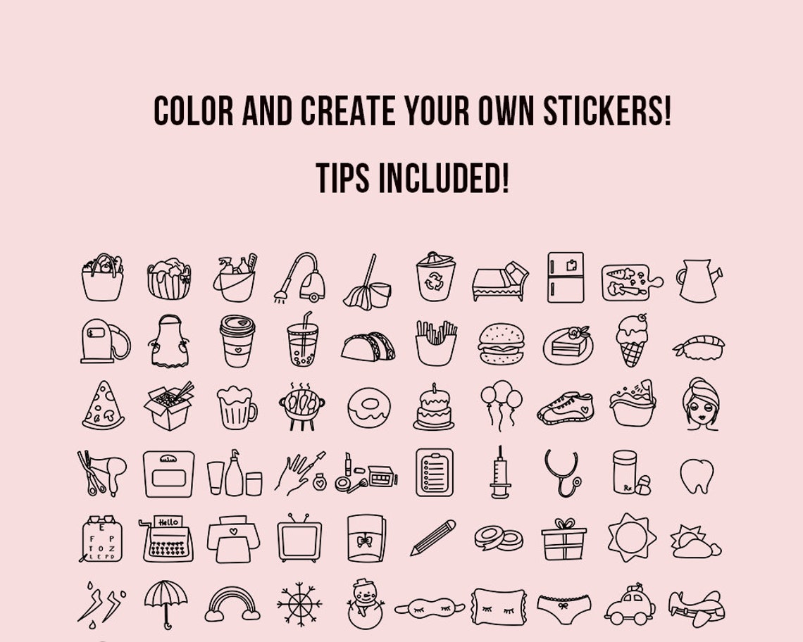 100 Printable Planner Stickers Digital Planner Stickers - Etsy