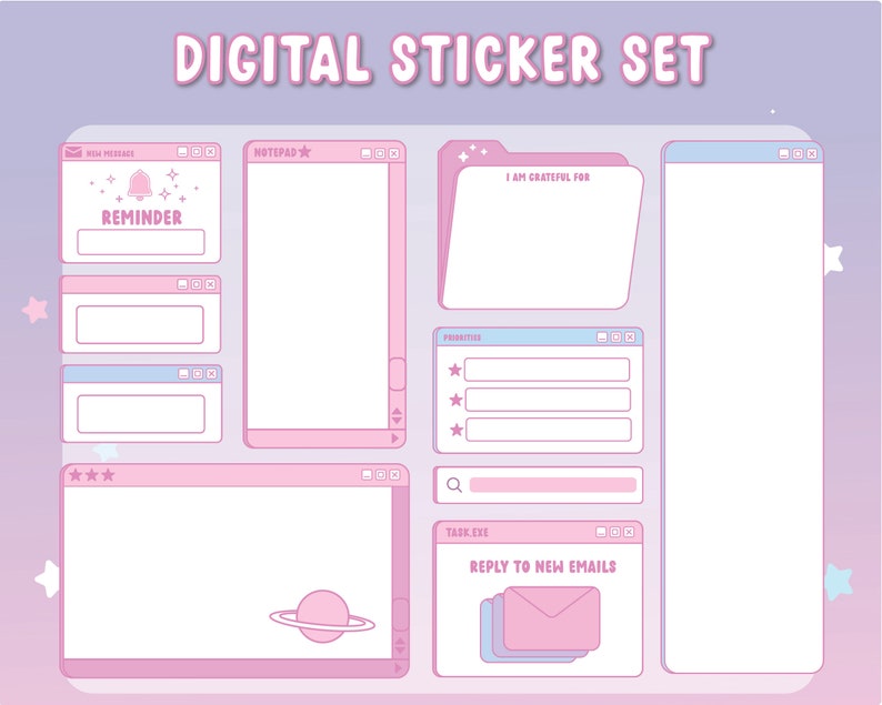 Retro Window Overlay Digital Stickers | Aesthetic Goodnotes Stickers ...