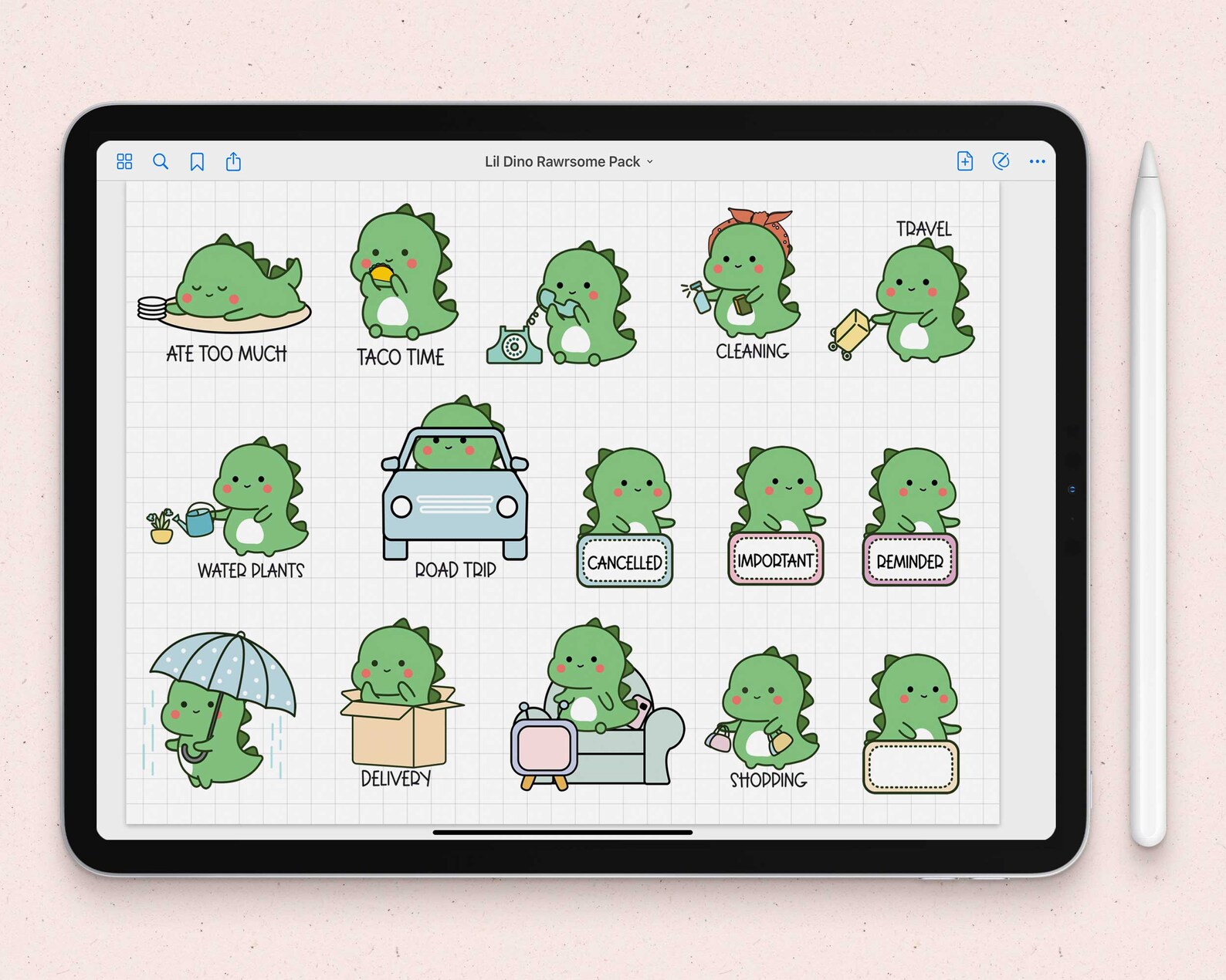 Dinosaur Emoti Goodnotes Stickers |dino Digital Stickers Emoji | Notes ...