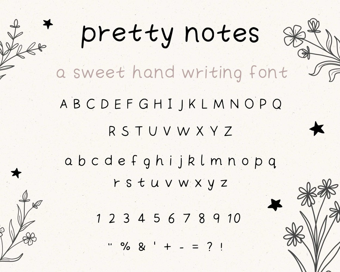 Handwriting Font Cute Font Note Taking Font Social Media - Etsy