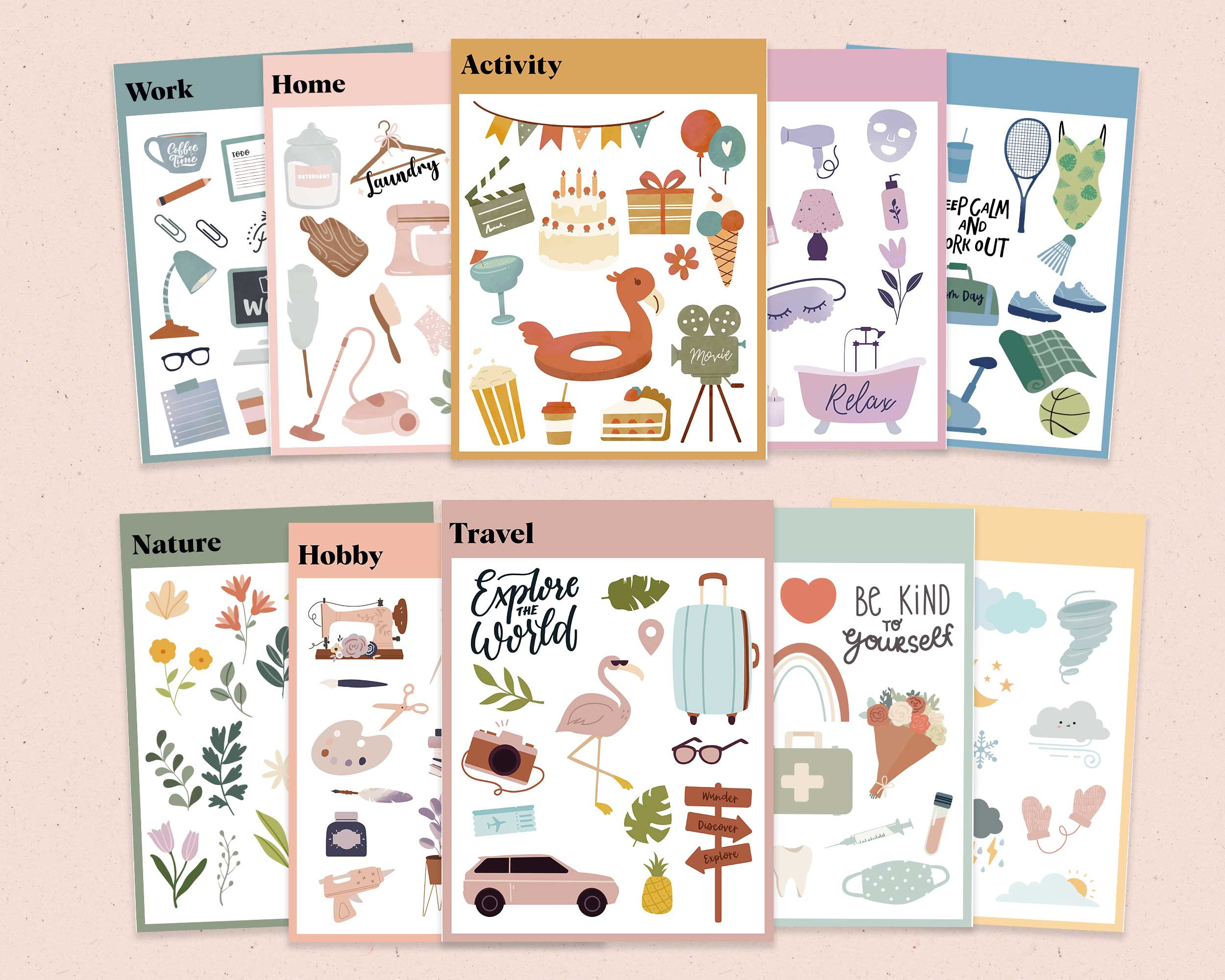 Daily Life Icon Digital Stickers Goodnotes Stickers Work - Etsy