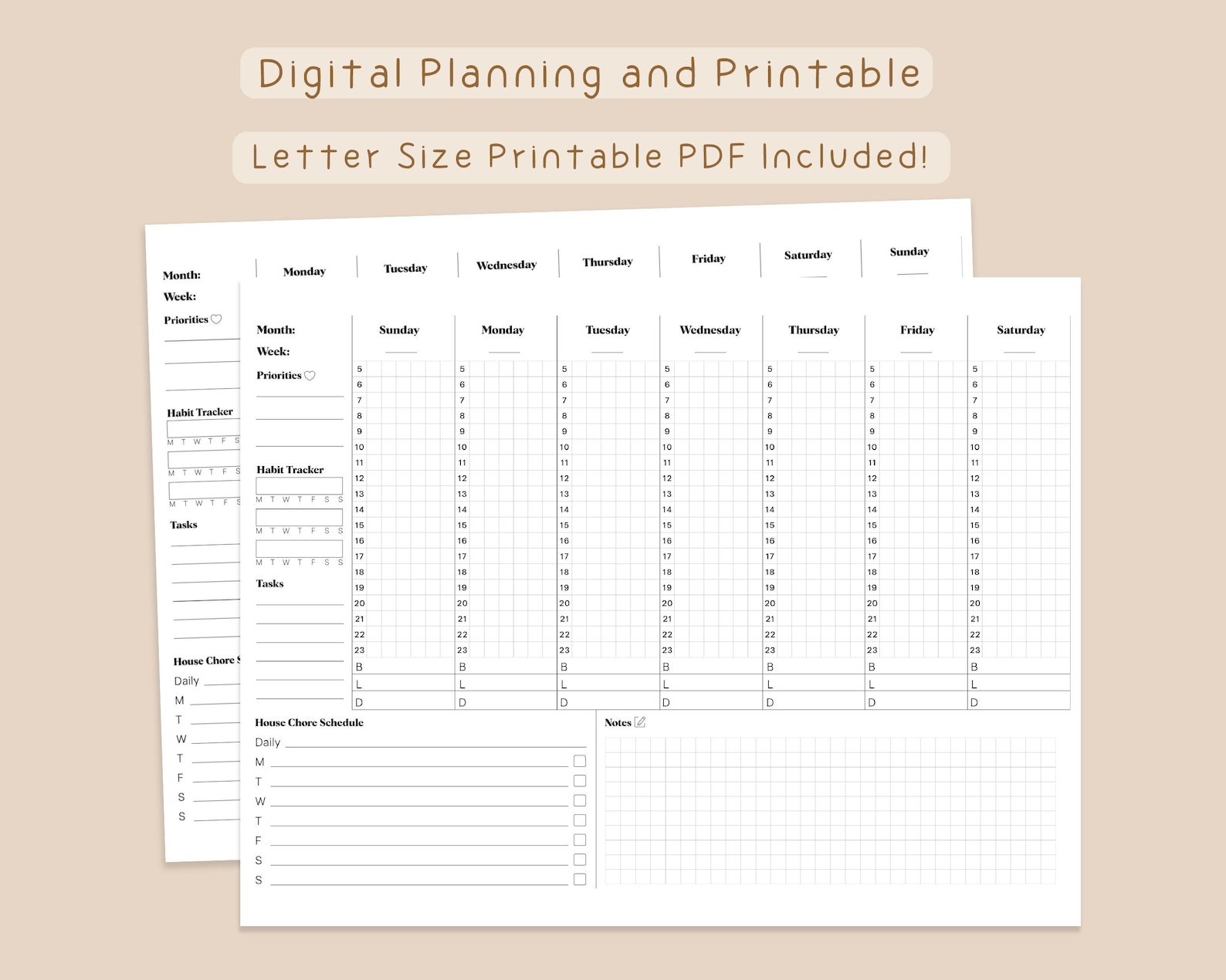 Undated Weekly Plan Template PDF Goodnotes Printable - Etsy