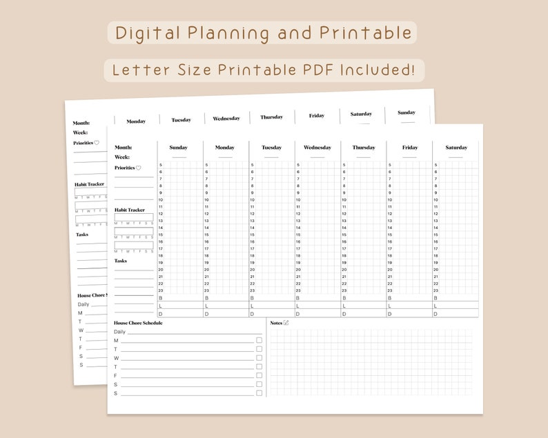 Undated Weekly Plan Template PDF Goodnotes Printable - Etsy
