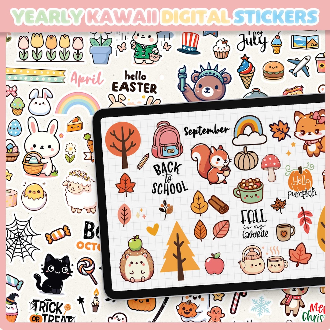 Monthly Holiday Goodnotes Stickers | Cute Digital Note Stickers | Fall ...