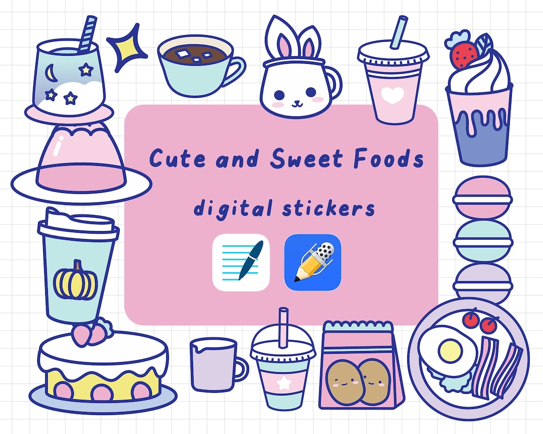 Cute and Sweet Foods Digital Stickers | Precropped Goodnotes Stickers ...