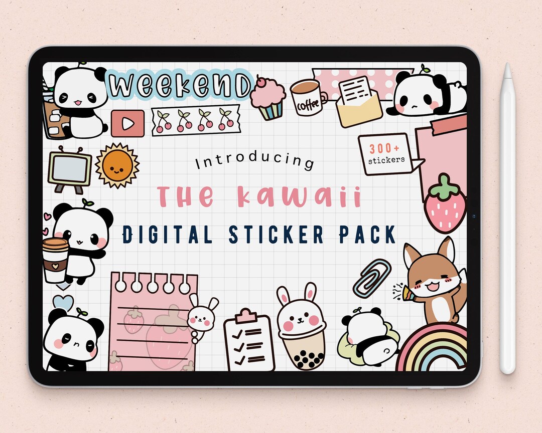 Cute Digital Sticker Pack kawaii Goodnotes Stickers Panda - Etsy