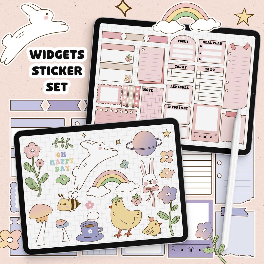 Widget Digital Stickers | Functional Goodnotes Stickers | Pastel Color ...