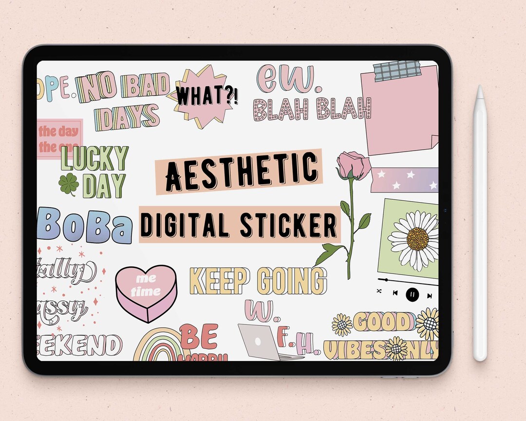 Aesthetic Digital Stickers | Retro Stickers for Goodnotes | Sticky ...
