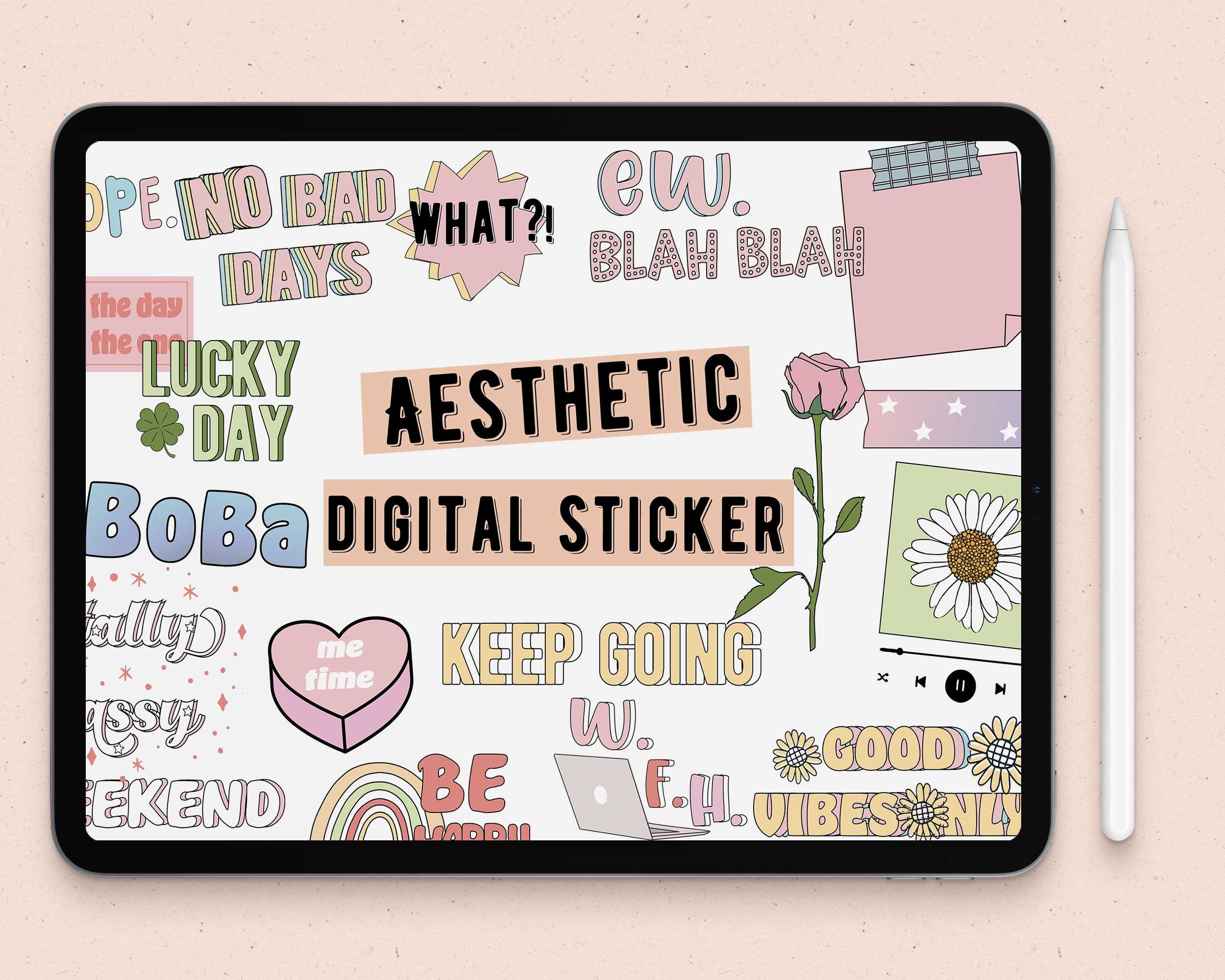 Aesthetic Digital Stickers | Retro Stickers for Goodnotes | Sticky ...