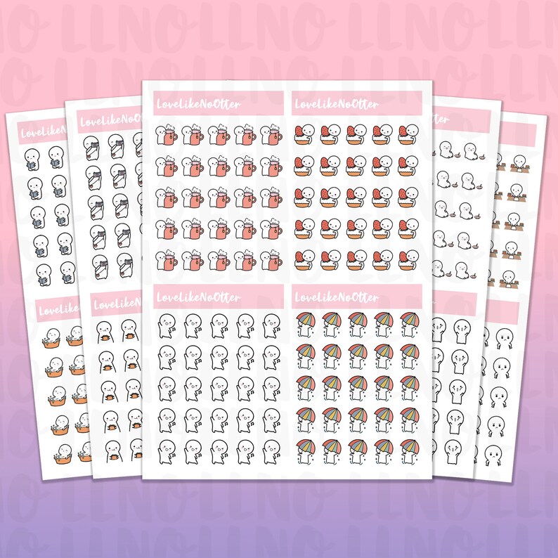 Lazy Day Printable Stickers Character | Tea Stickers Silhouette Cut ...