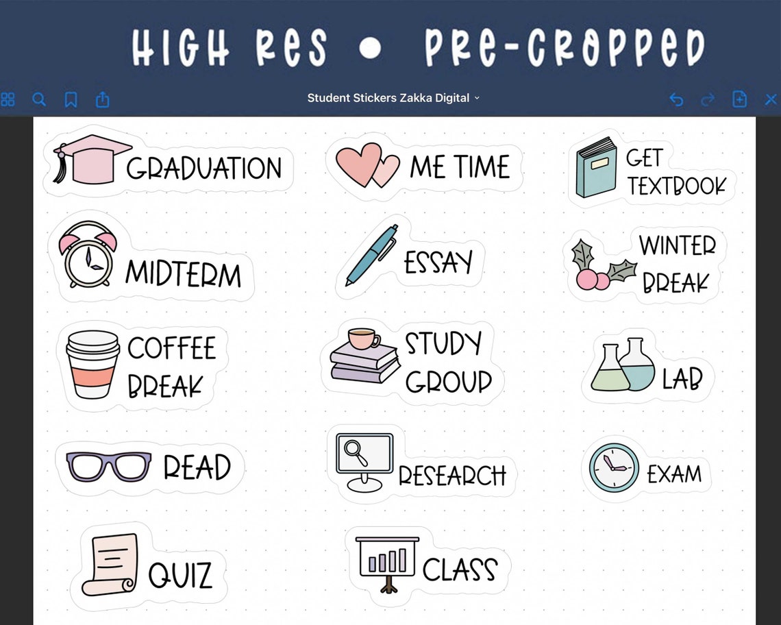Student Goodnotes Stickers School Digital Stickers Study - Etsy