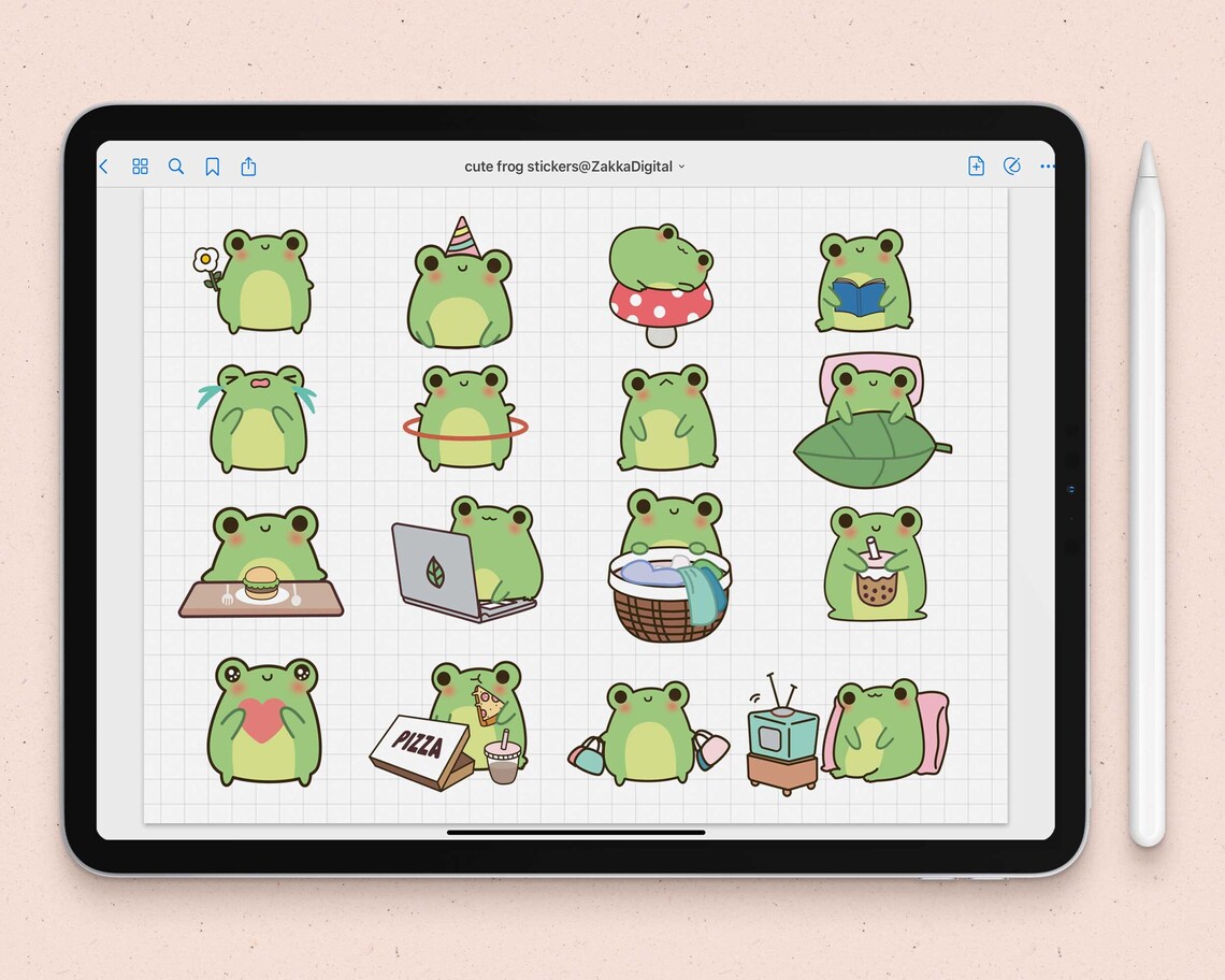 Frog Digital Stickers Froggie Goodnotes Stickers Work - Etsy