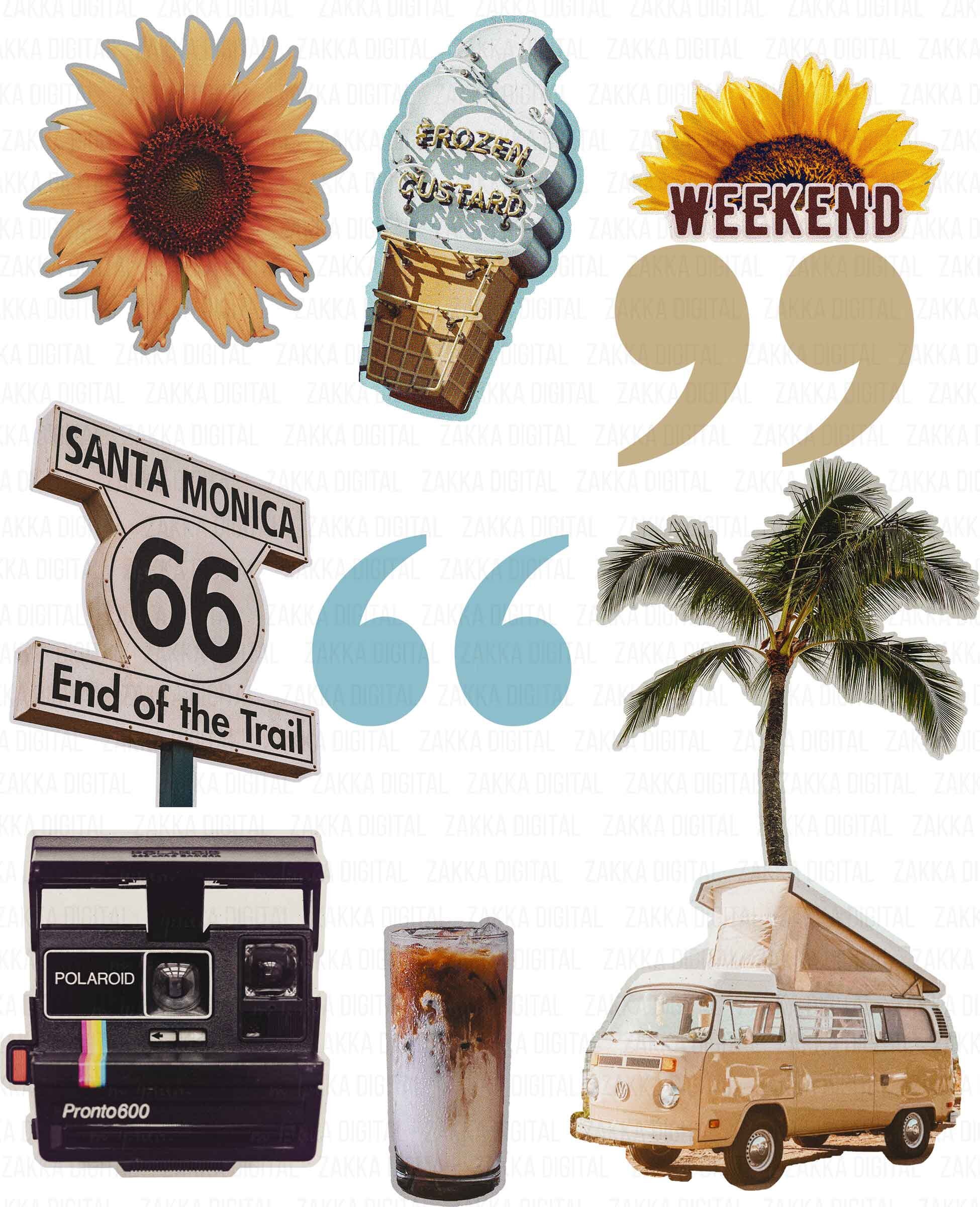 Retro Summer Digital Sticker Pack | Vintage Goodnotes Stickers | June ...