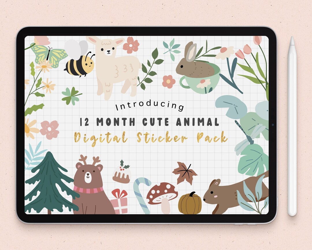 Cute Animal Goodnotes Stickers | Yearly Digital Stickers | Holiday ...