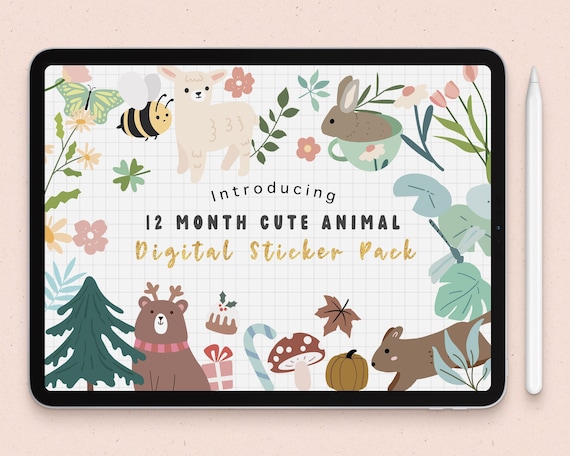 Cute Animal Goodnotes Stickers Yearly Digital Stickers - Etsy